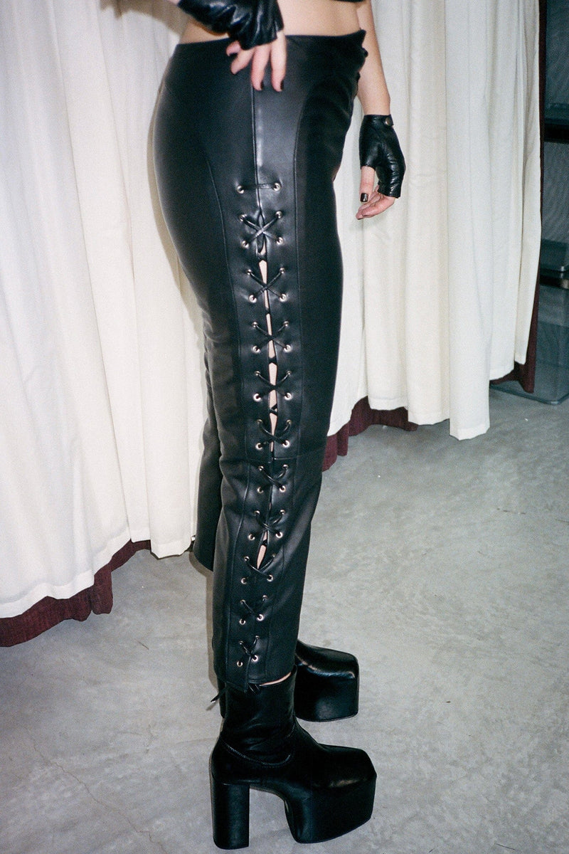 ALL-ACCESS PANTS Jeffrey Campbell Corseted Leather Pants